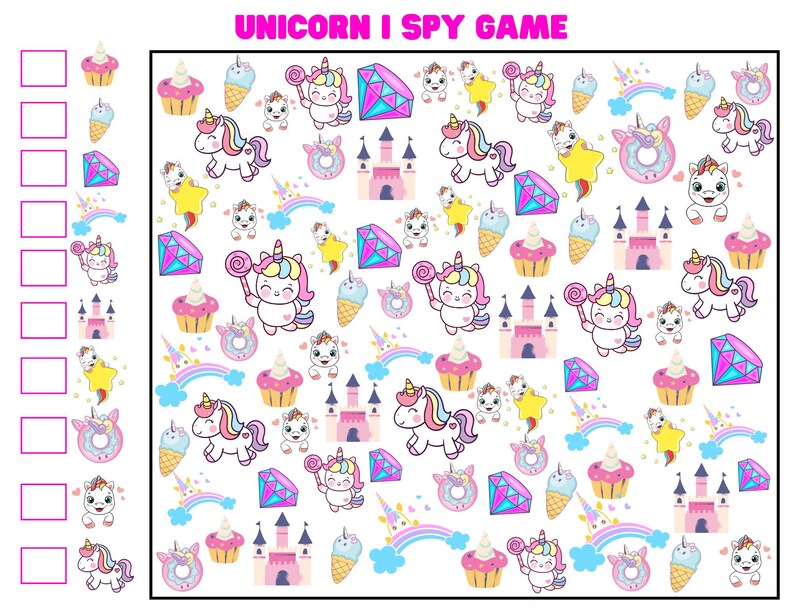 Printable Unicorn I Spy Game - Etsy