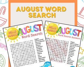 August Word Search, Printable, Instant Download, PDF - Etsy