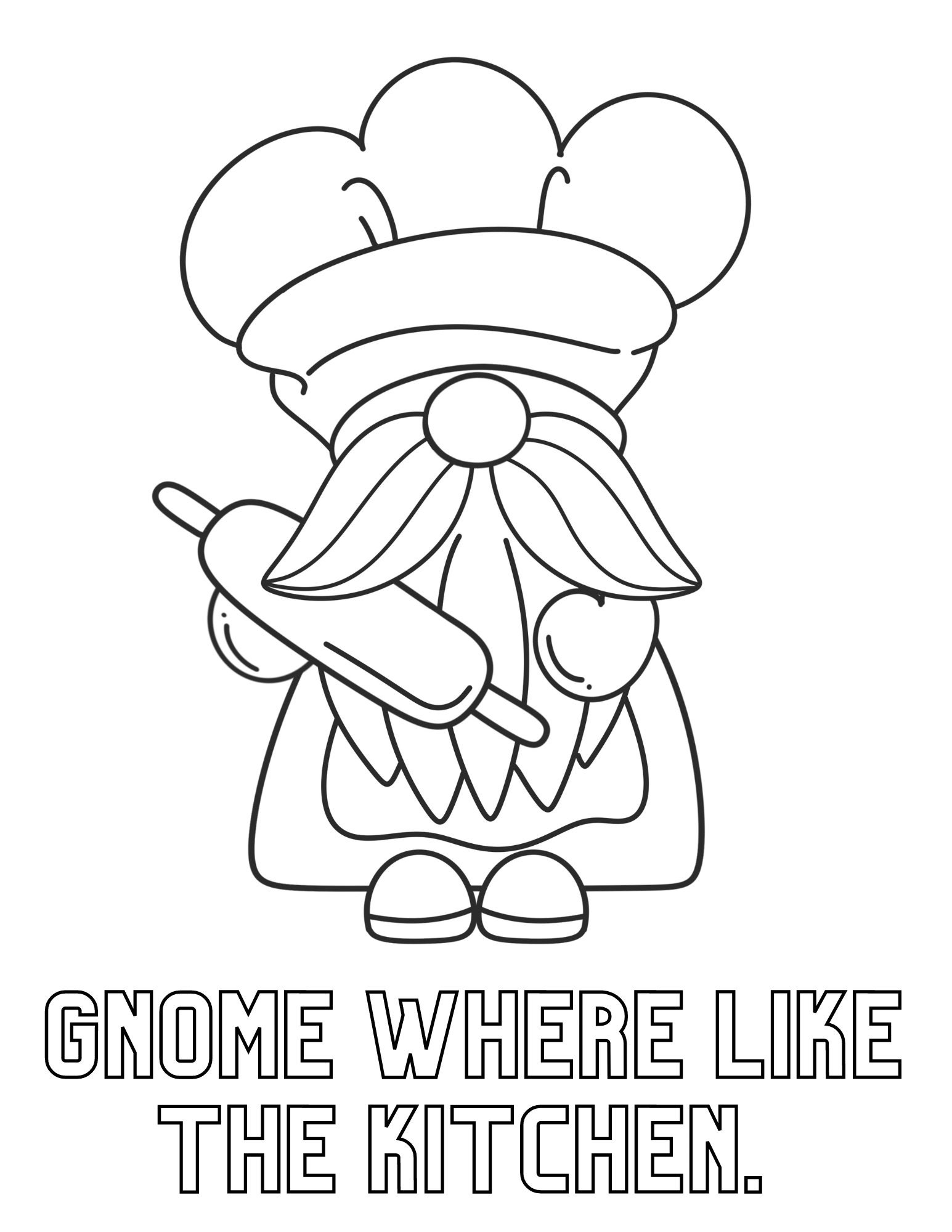 Kitchen Gnome Coloring Pages - Etsy