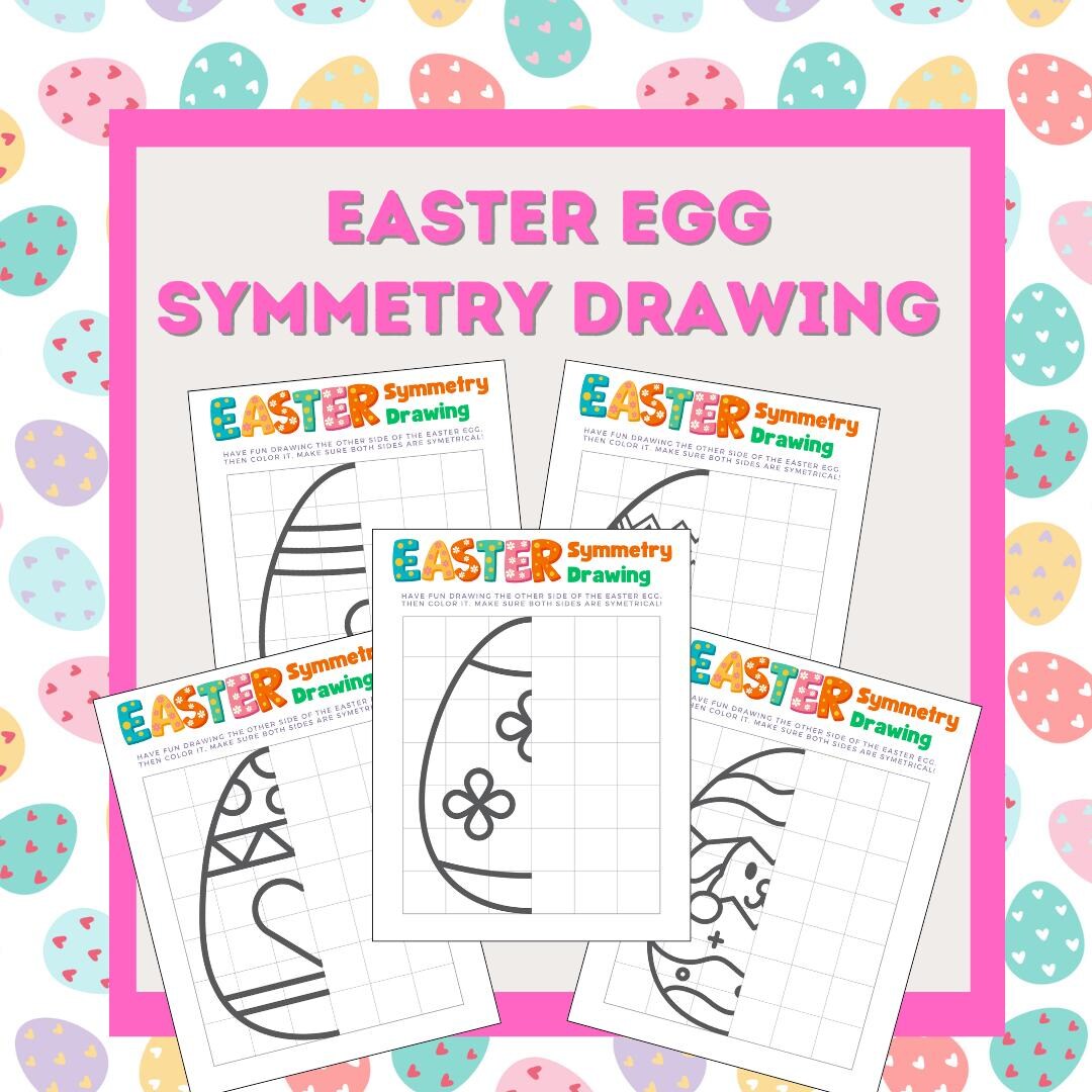 Printable Easter Egg Symmetry Drawing Pages - Etsy