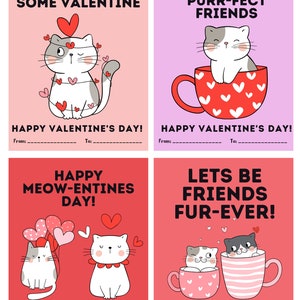Cute Printable Cat Valentines - Etsy