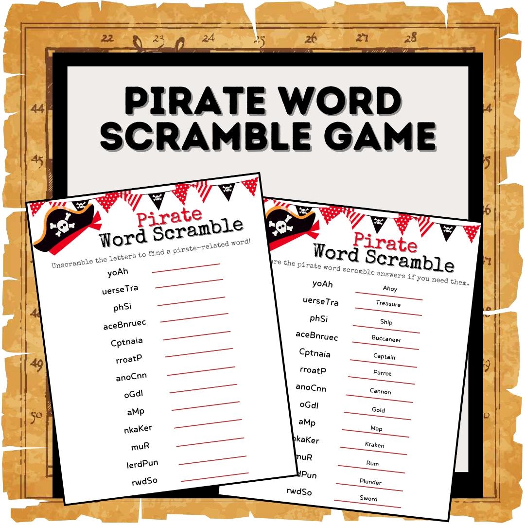 Printable Pirate Word Scramble With Answer Key - Etsy