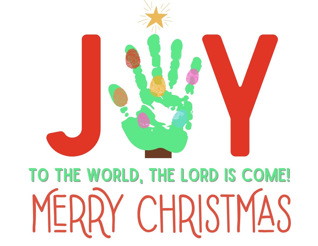 Joy Fingerprint and Handprint Christmas Card Craft - Etsy