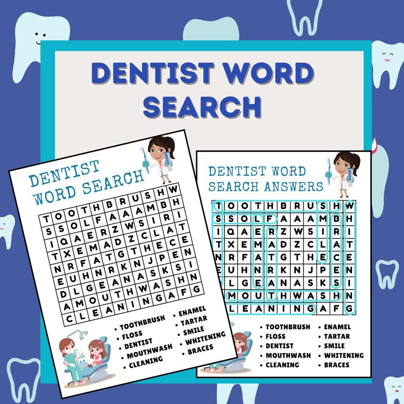 Dentist Word Search Printable - Etsy
