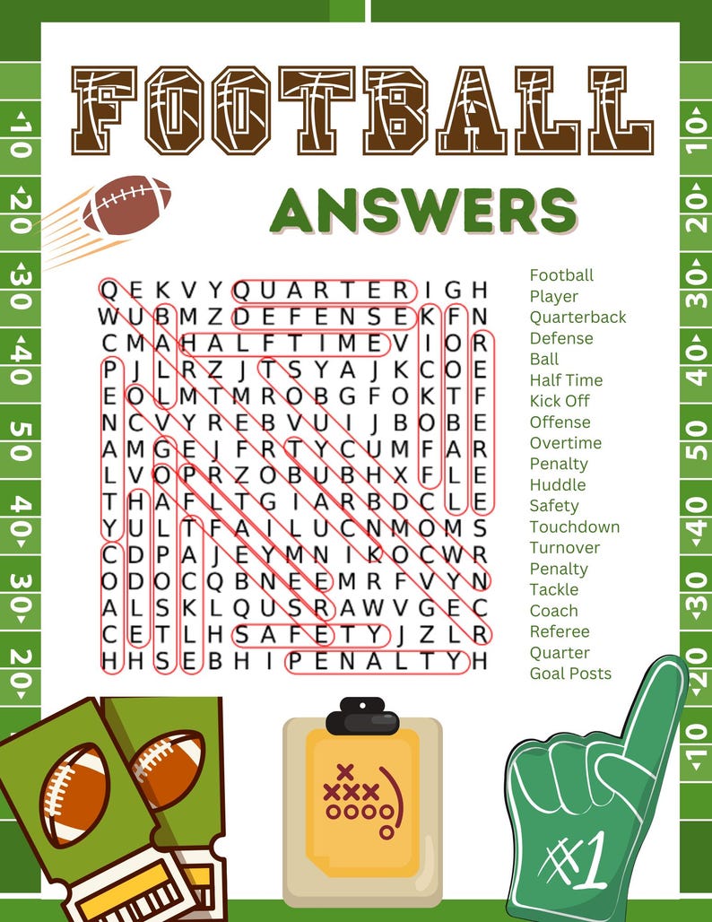 Printable Football Word Search Game - Etsy