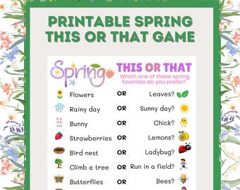 Spring "this or That" Game, Printable Spring "this or That" Game ...