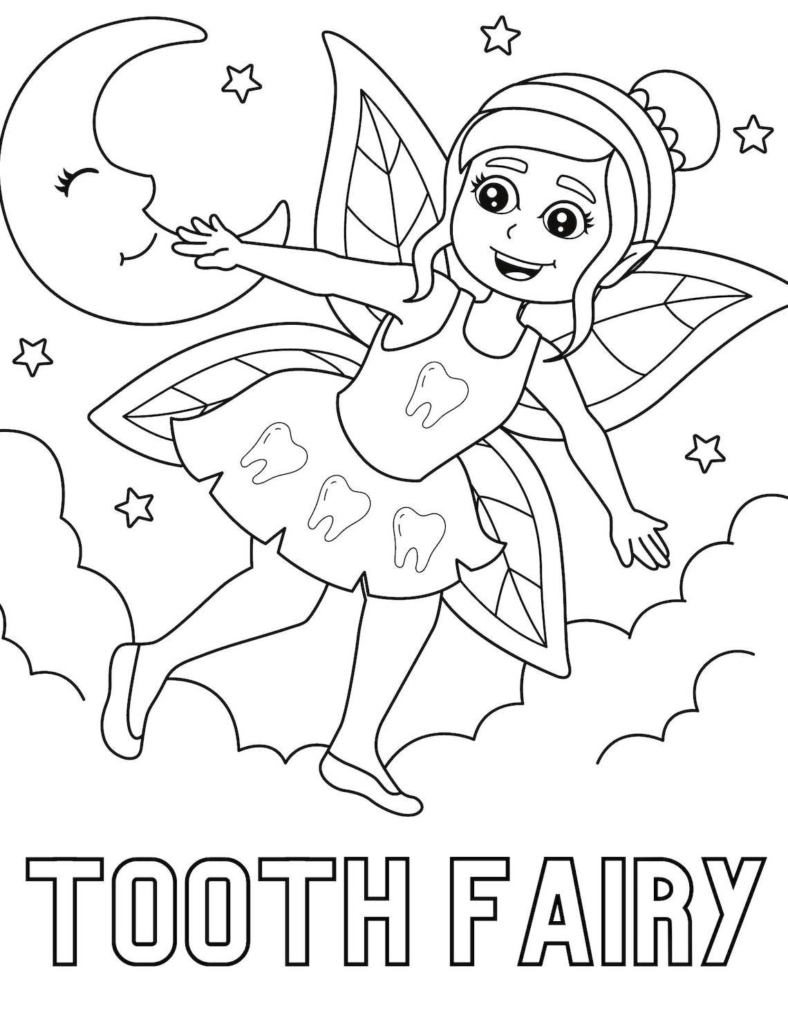 Tooth Fairy Coloring Pages - Etsy