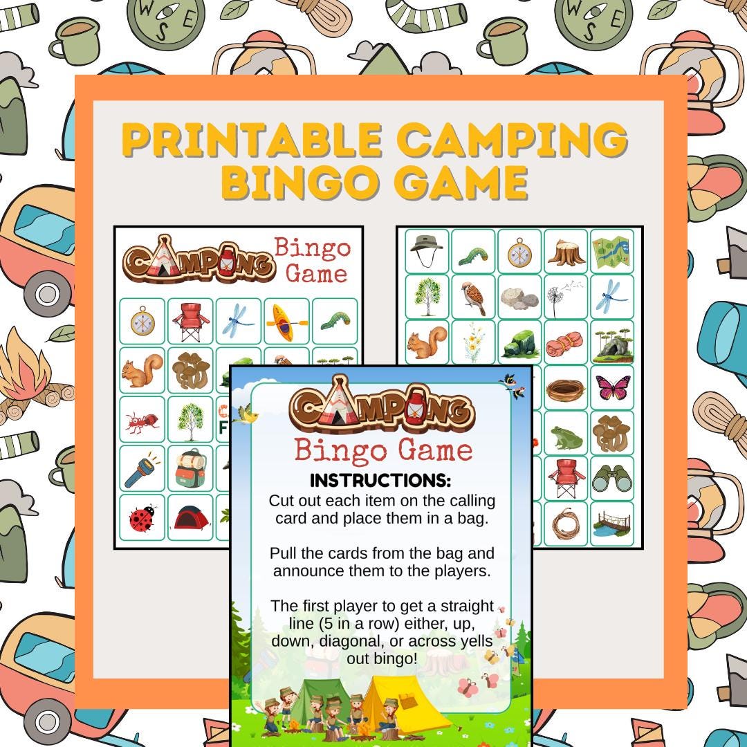 Printable Camping Bingo Game With Instructions & Calling Cards - Etsy