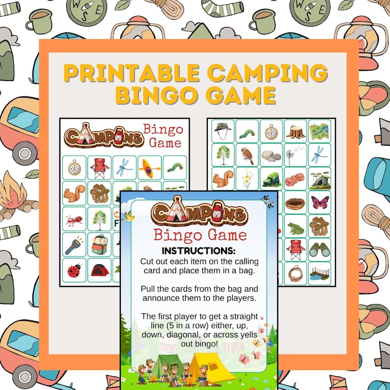 Printable Camping Bingo Game With Instructions & Calling Cards - Etsy