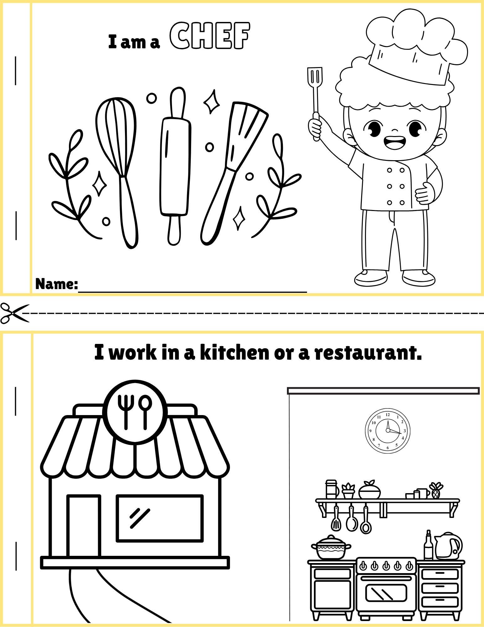 17 Page Printable Chef Activity Pack - Chef Coloring Book, Games ...