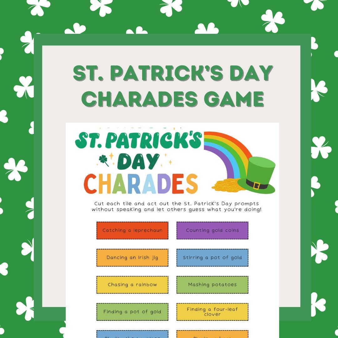 Printable St. Patrick's Day Charades Game - Etsy
