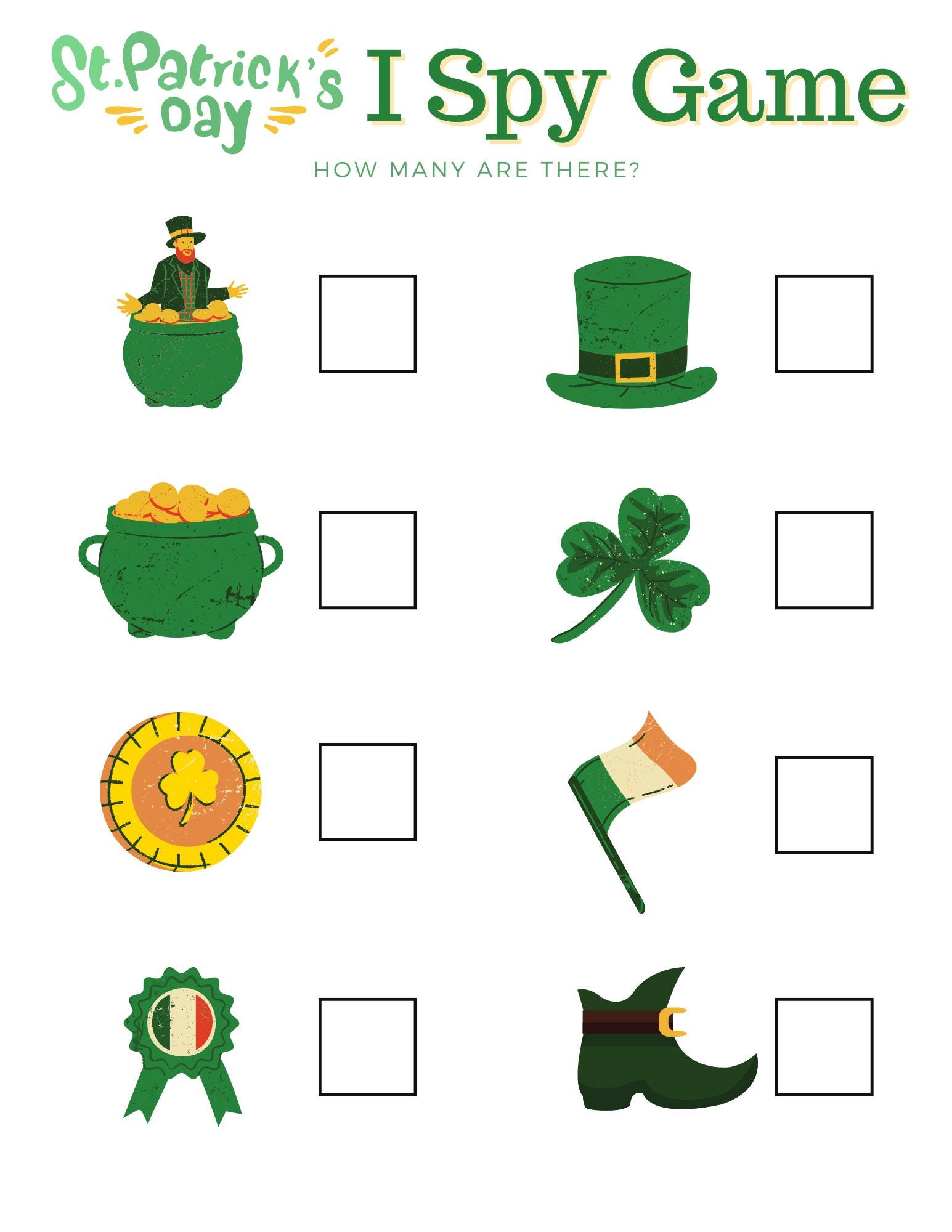 Printable St. Patrick's Day I Spy Game - Etsy