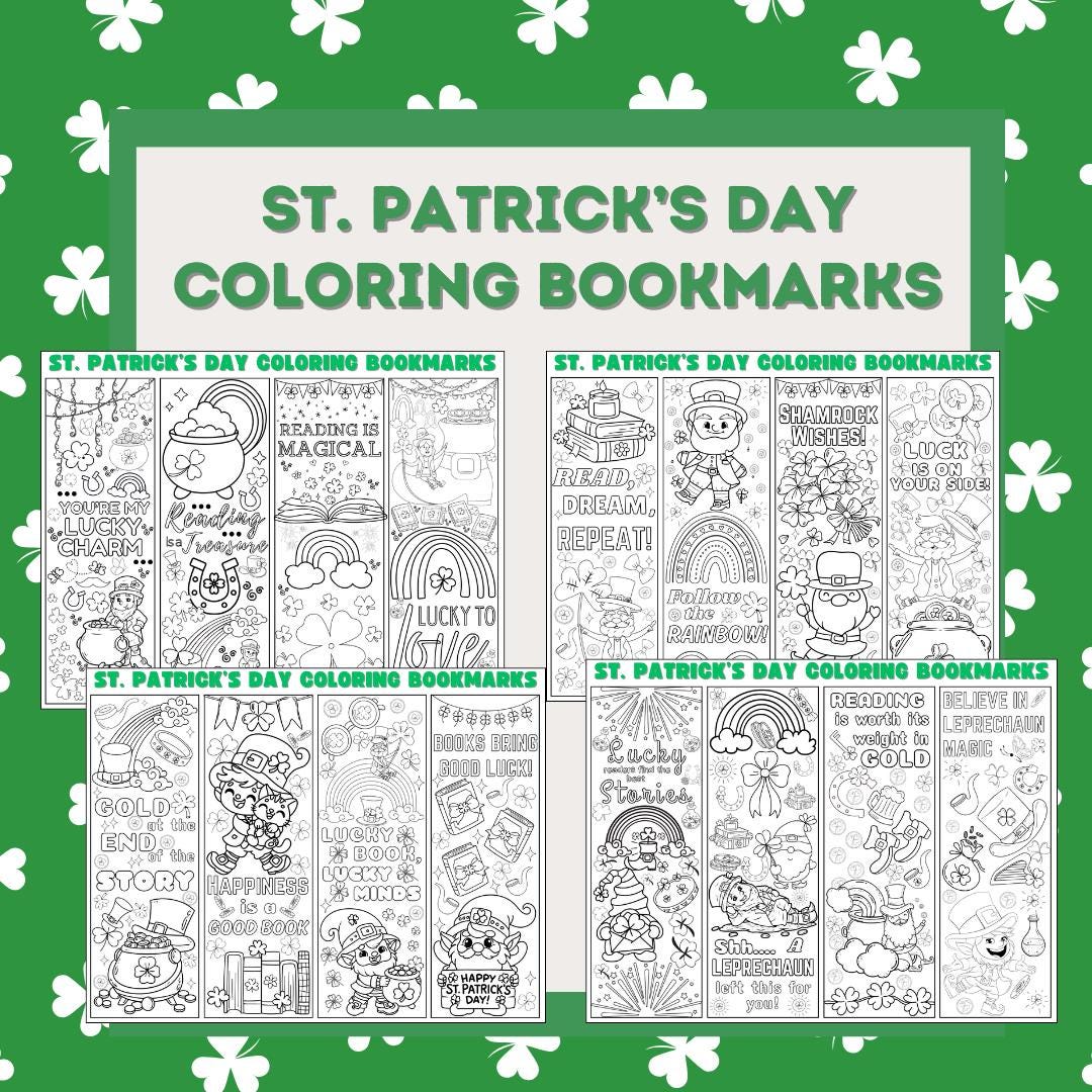 Printable St. Patrick's Day Coloring Bookmarks - Etsy