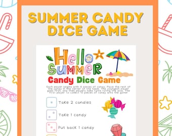 Printable Summer Candy Dice Game, Summer Printable Game, Summer Party ...