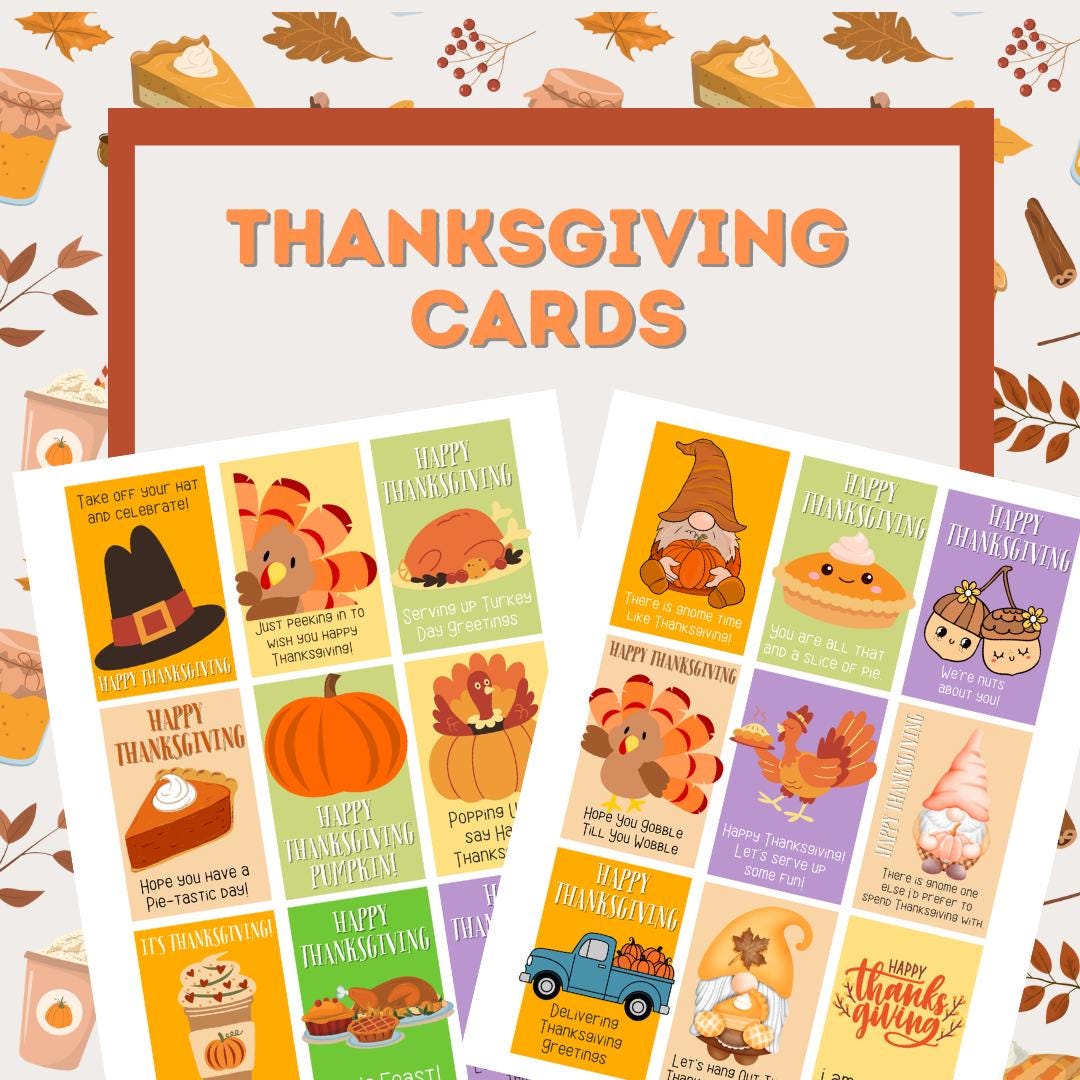 Cute Printable Thanksgiving Greeting Cards - Etsy
