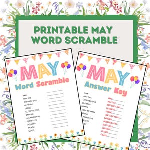 Printable May Word Scramble Puzzle With Answer Key - Etsy