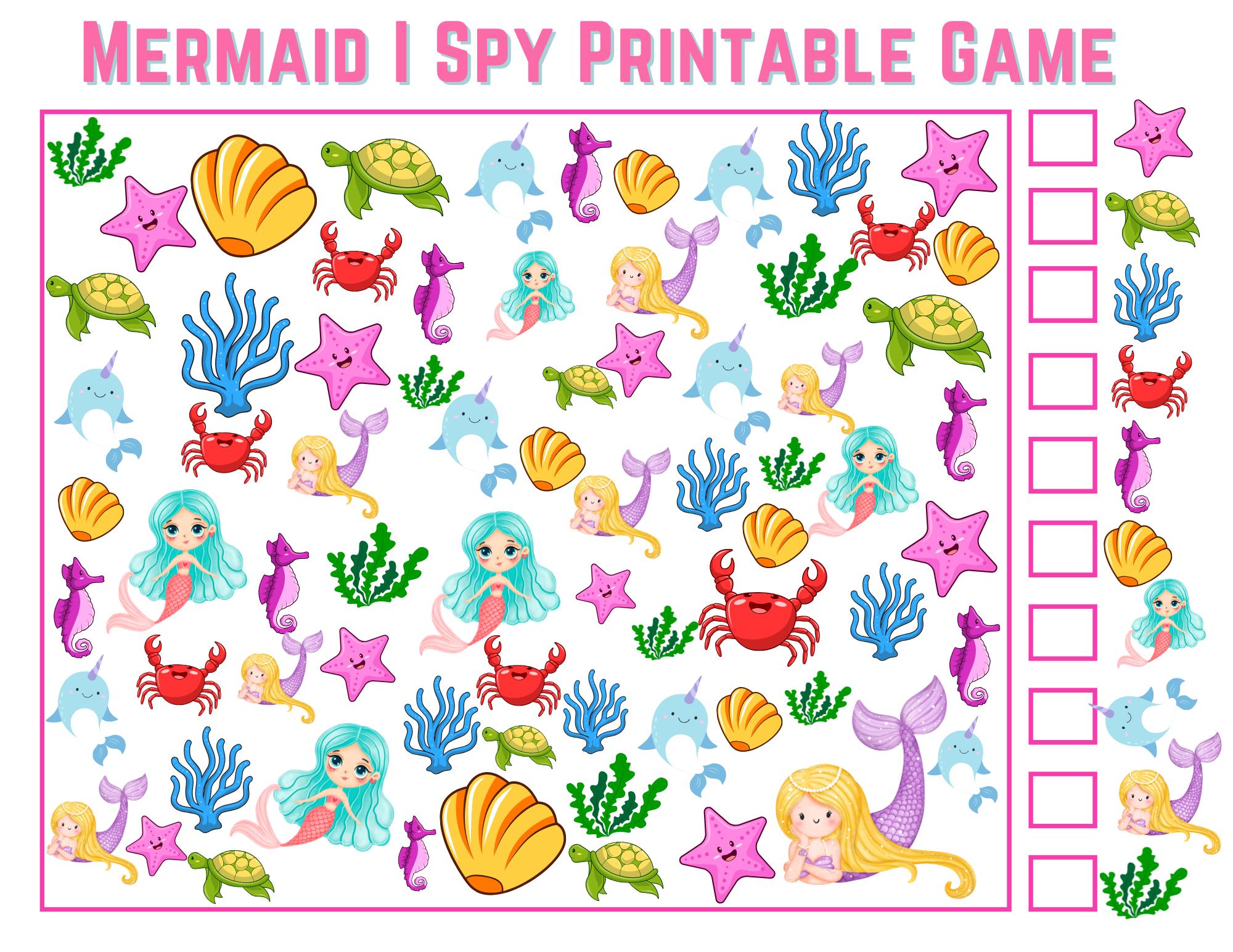 Printable Mermaid I Spy Game - Print for Your Little Mermaid - Etsy