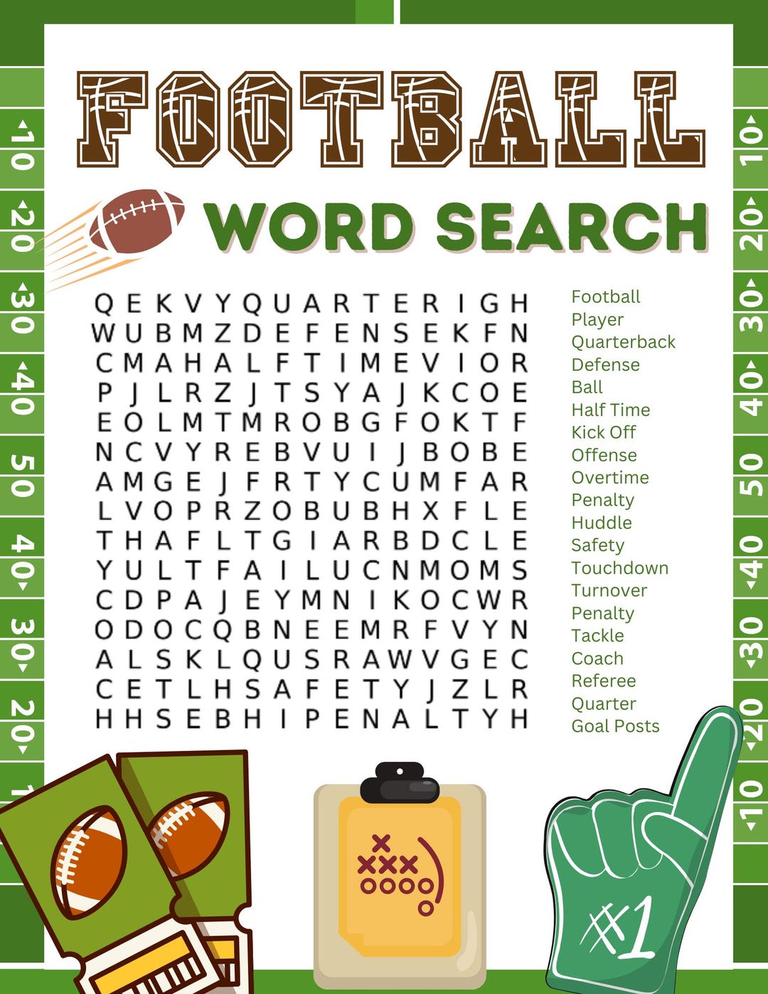 Printable Football Word Search Game - Etsy