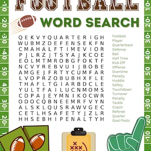 Printable Football Word Search Game - Etsy