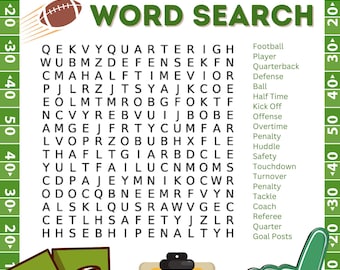 Super Bowl Watch Party Big Game Football Word Search Instant Printable ...