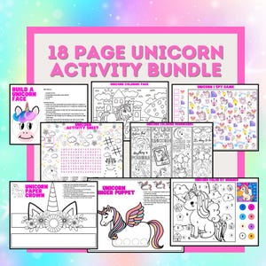 Unicorn Activity Bundle With 18 Pages of Games, Coloring, Activities ...