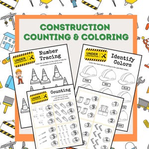Printable Construction Counting and Coloring Pages - 5 Pages of ...