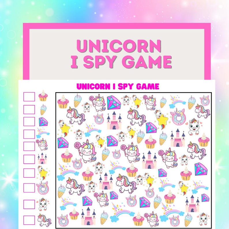 Printable Unicorn I Spy Game - Etsy