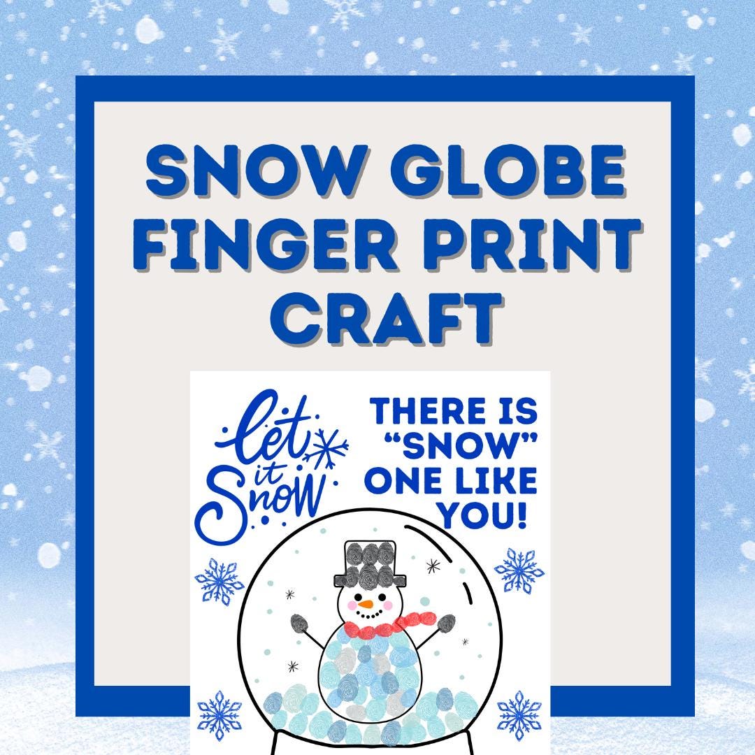 Snow Globe Snowman Fingerprint Craft Template - Etsy