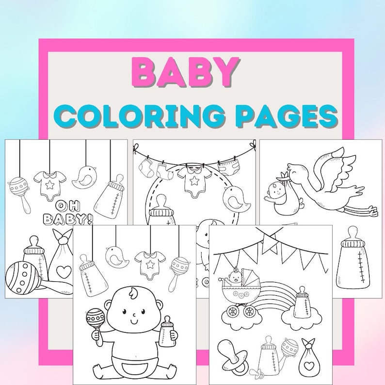 5 Printable Baby Coloring Pages - Perfect for Baby Showers! - Etsy