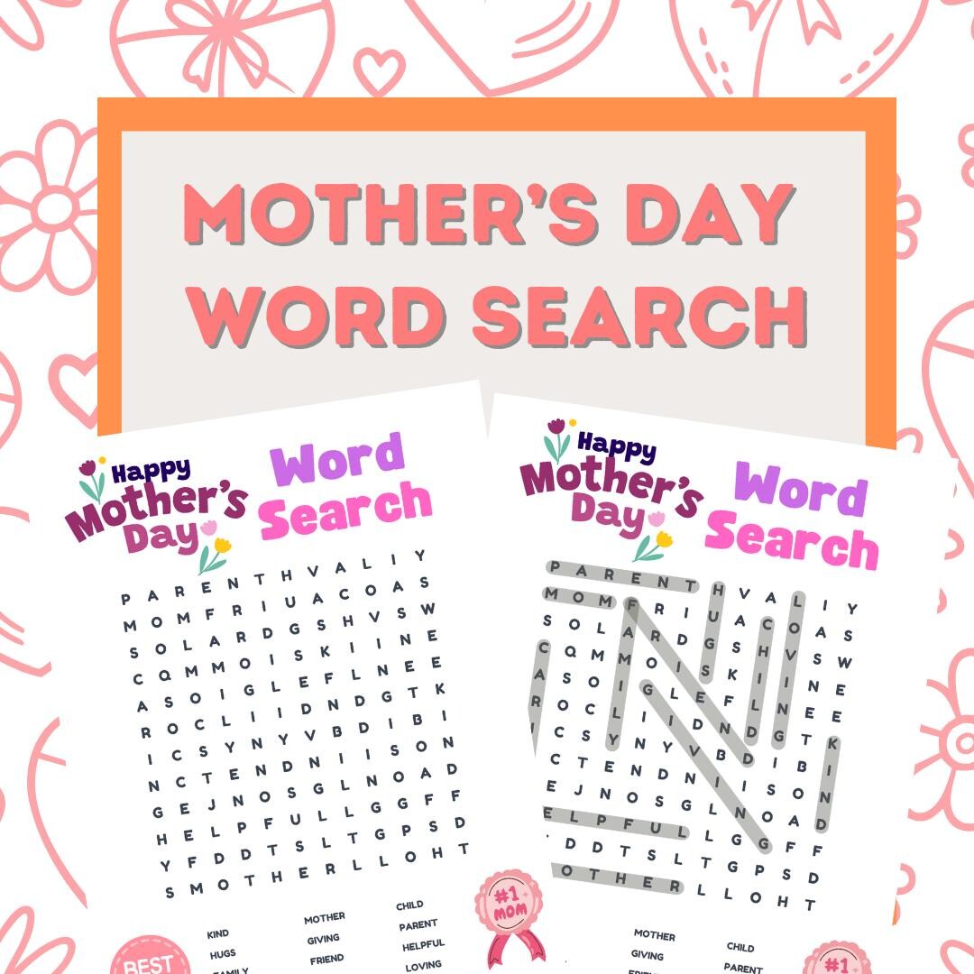 Printable Mother's Day Word Search Game - Etsy