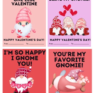 Printable Cute Gnome Valentines - Etsy