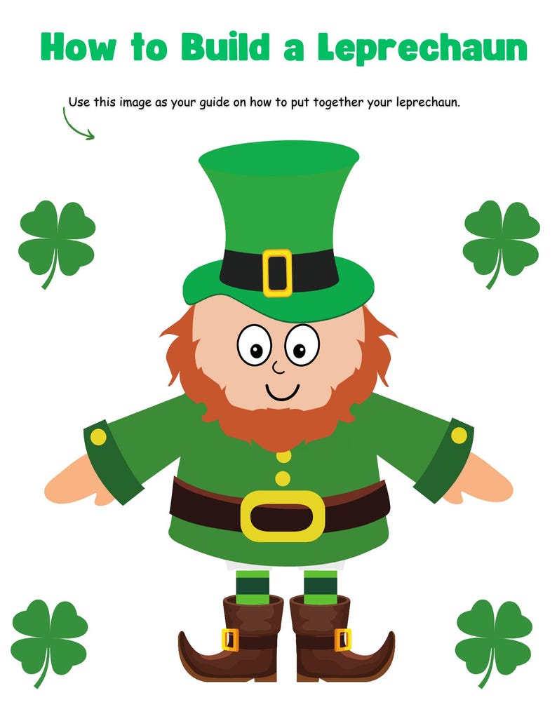 Manualidad imprimible para el Día de San Patricio: construye un duende ...