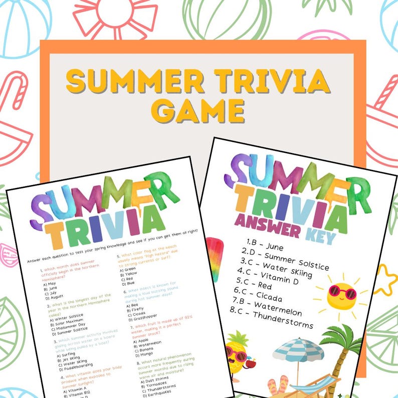 Printable Summer Trivia Game With Answer Key - Etsy