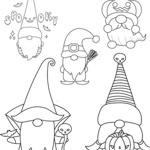 Halloween Gnomes Coloring Pages - Etsy
