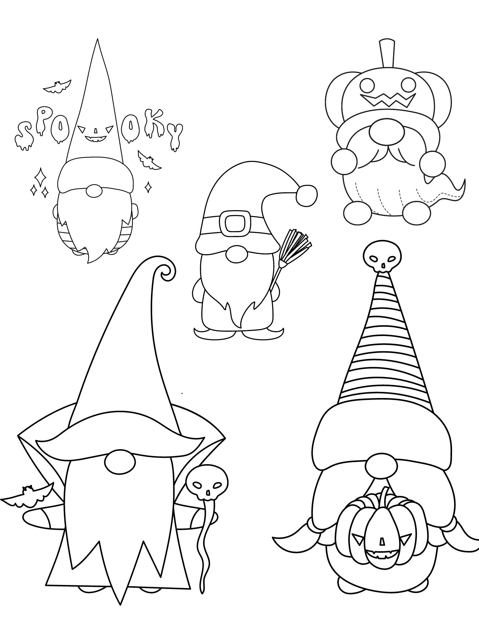 Halloween Gnomes Coloring Pages - Etsy