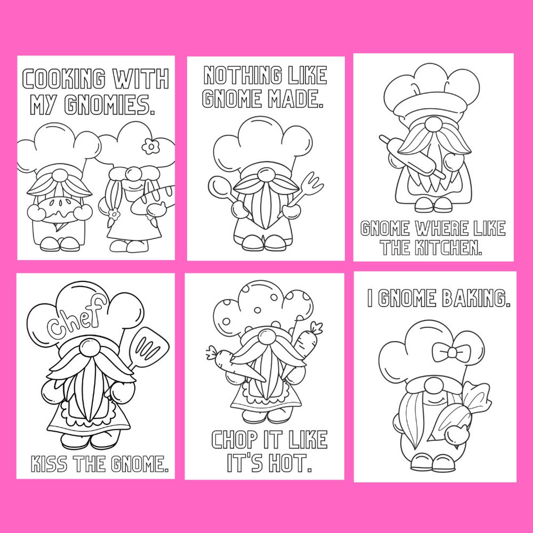Kitchen Gnome Coloring Pages - Etsy