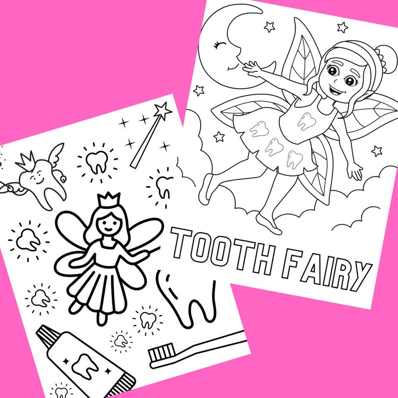 Tooth Fairy Coloring Pages - Etsy