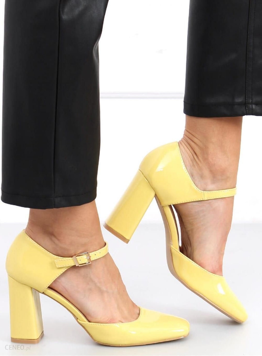 Woman Classic Yellow Block Heel Mary Jane Shoes, Ladies High Heel Pumps ...