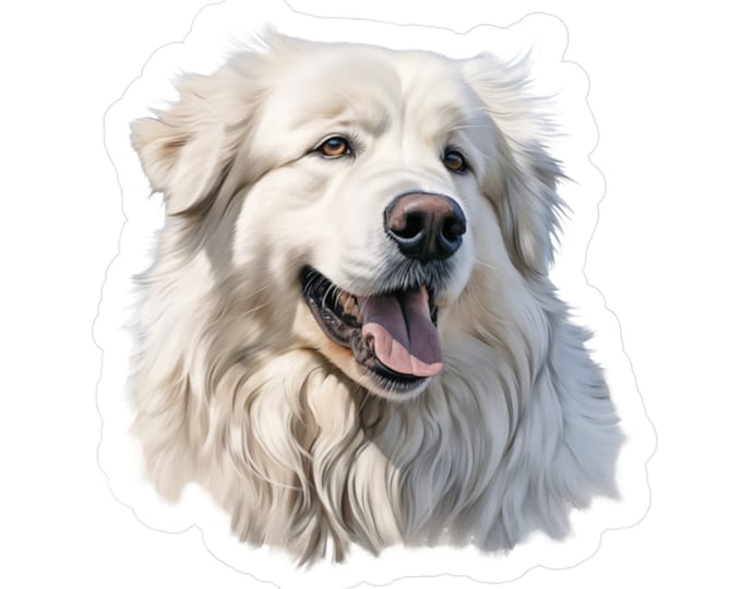 Waterproof Vinyl Sticker Great Pyrenees Dog Prancing in the Mountains ...