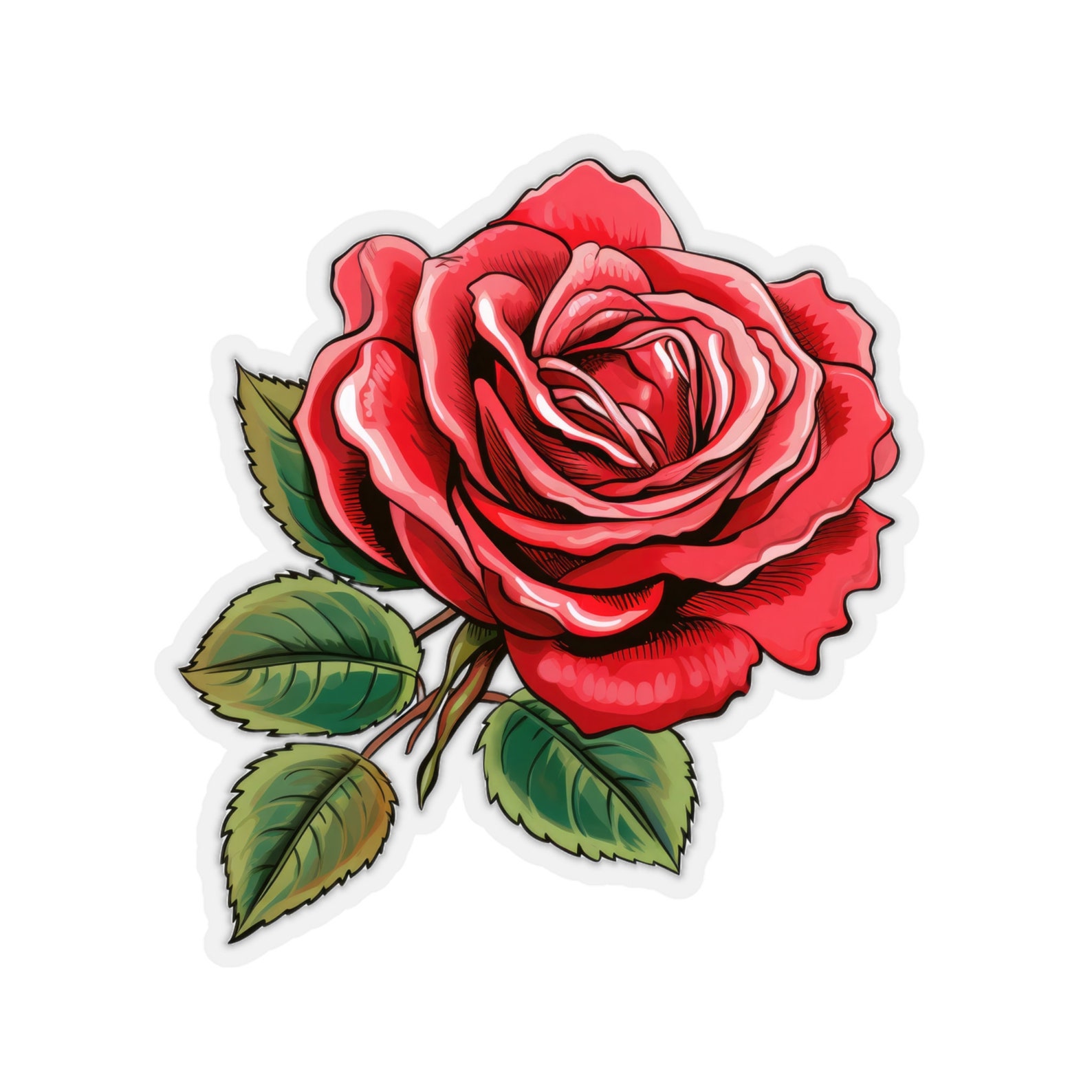 Rose Sticker - Kiss-cut Rose Decal - Etsy