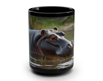Hippo Mug Cute Floral Hippopotamus Animal Lover Coffee Cup - Etsy