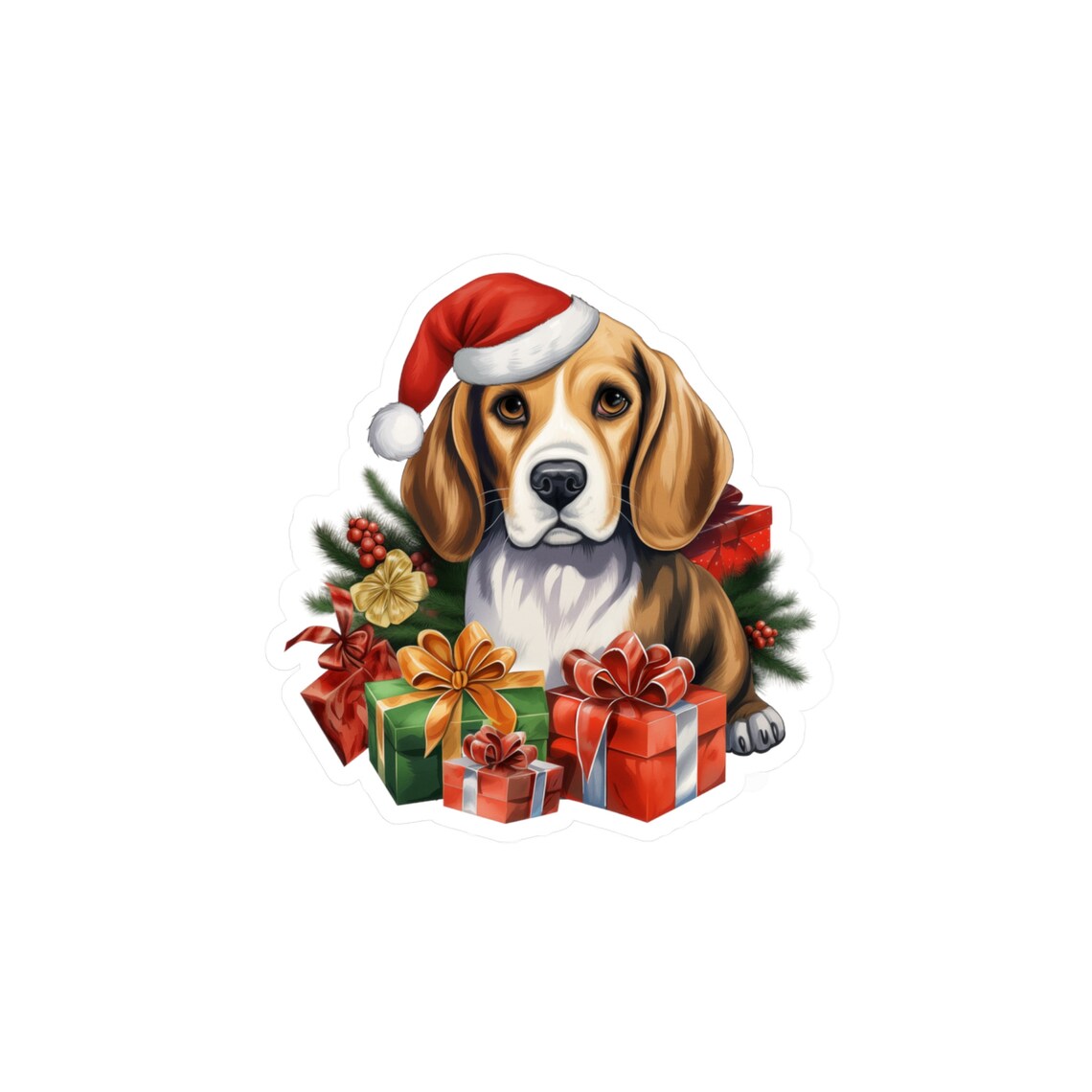 Beagle Christmas Sticker - Vinyl Dog Decals - Etsy