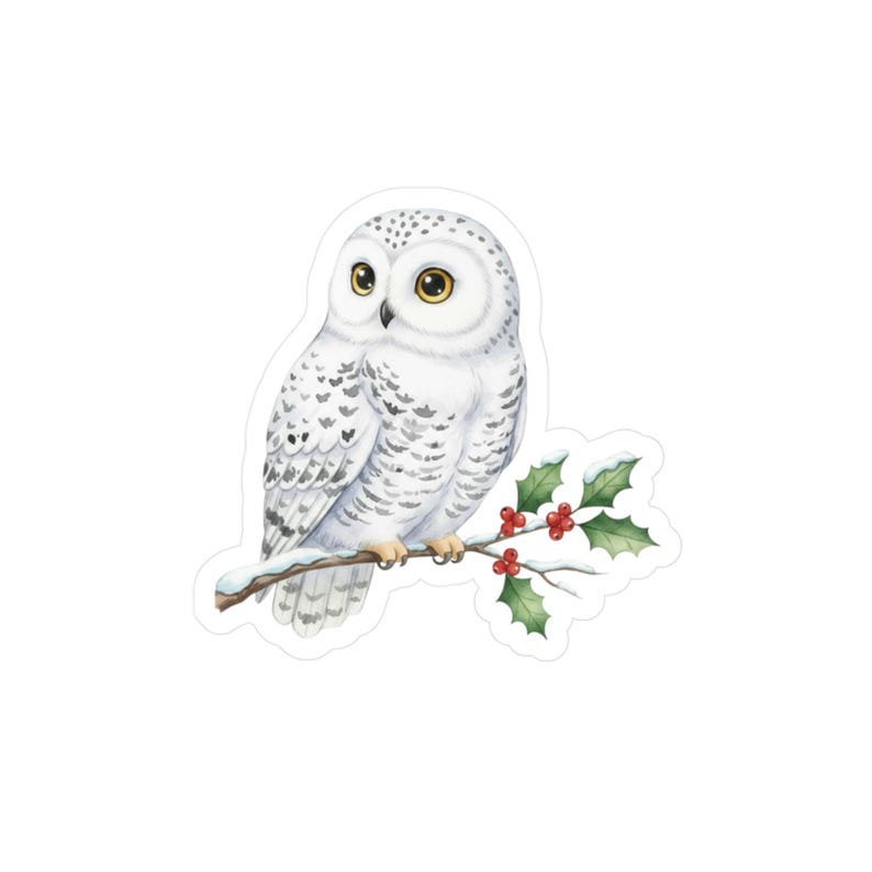 Winter Owl Vinyl Decal - Snowy Owl Sticker for Laptop, Water Bottle ...