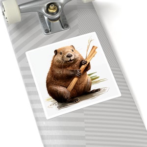 Beaver Stickers | Animal Laptop Stickers | Computer Decal | Square ...