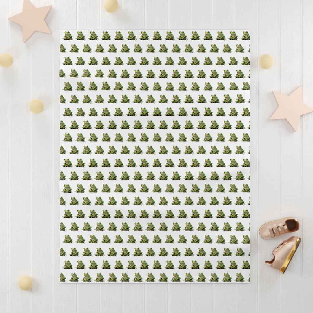 Frog Soft Fleece Baby Blanket | Frog Nursery Decor | Unisex Frog Baby ...