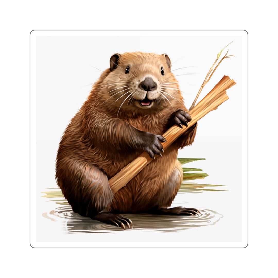 Beaver Stickers | Animal Laptop Stickers | Computer Decal | Square ...