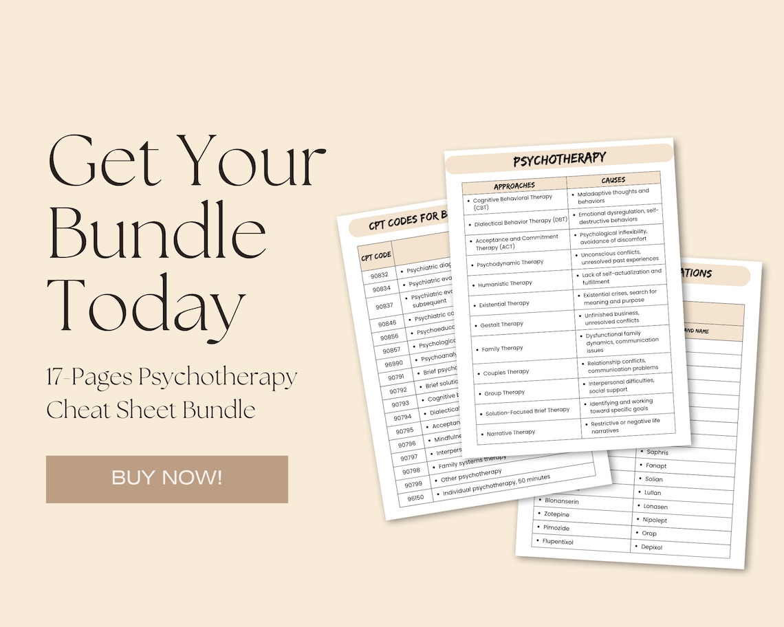Psychotherapy Cheat Sheets: Clinical Terms, Mental Health Assessment ...