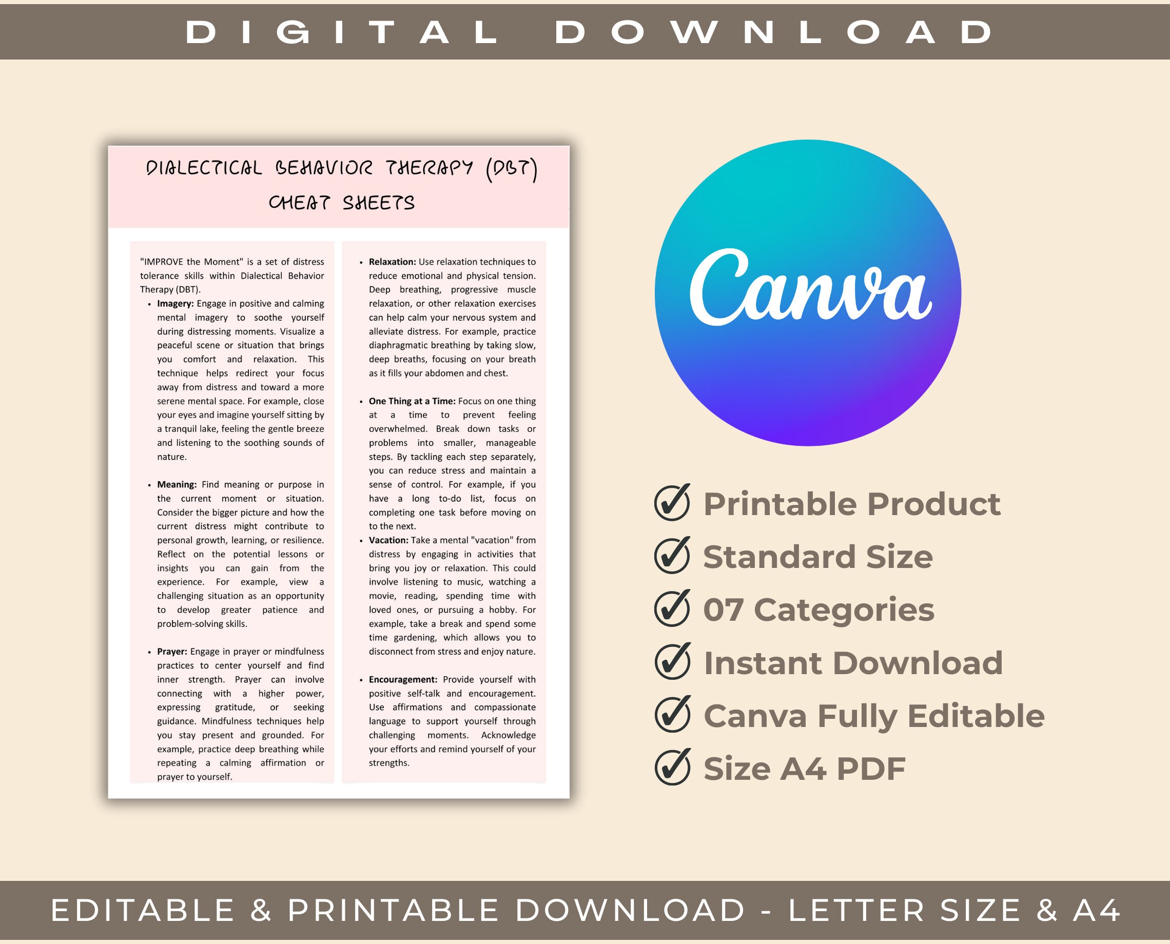 DBT Coping Skills Cards: Mental Health, BPD Therapy (digital Download ...