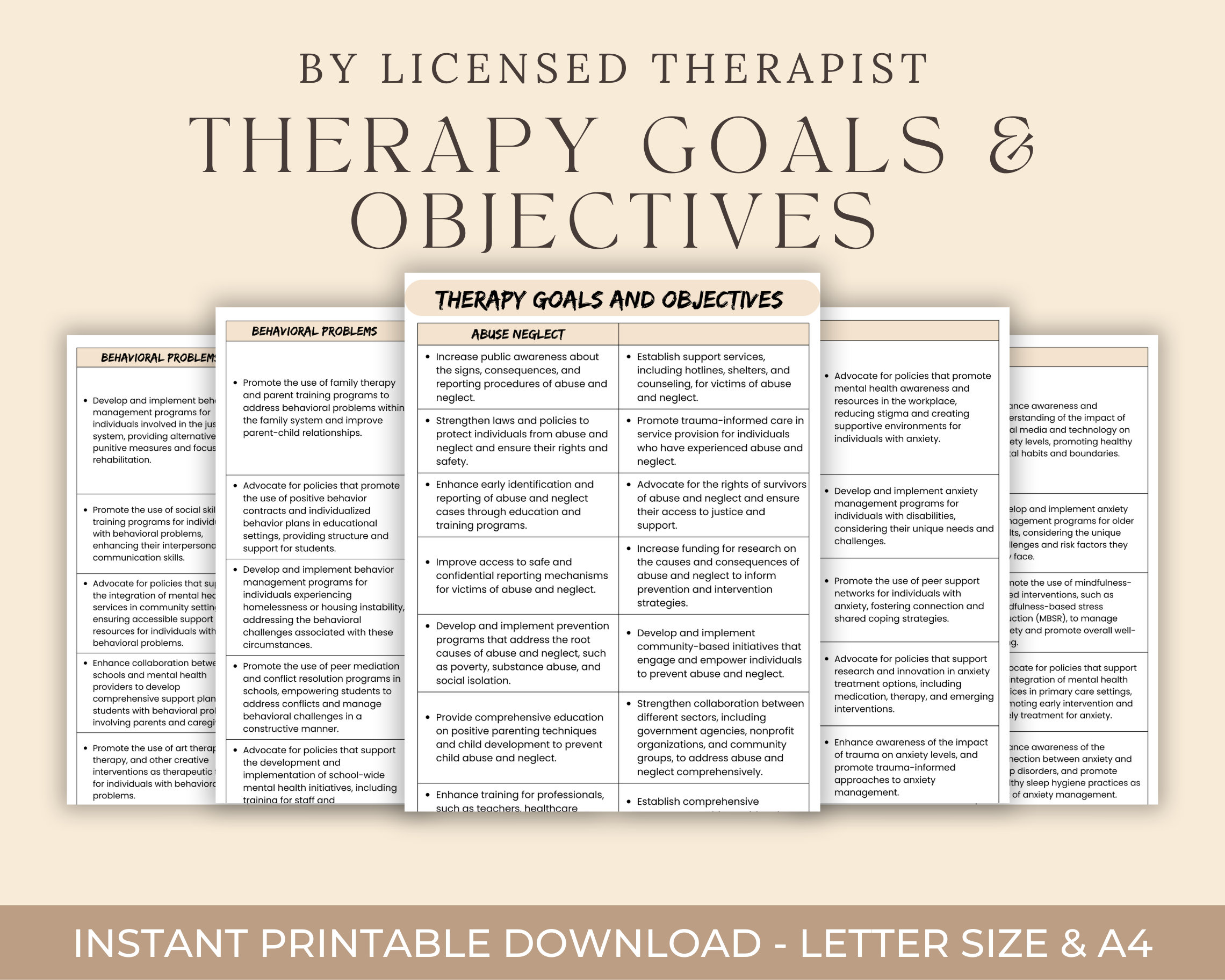 Therapy Goals and Objectives Bundle, Clinical Therapy Notes, Therapist ...