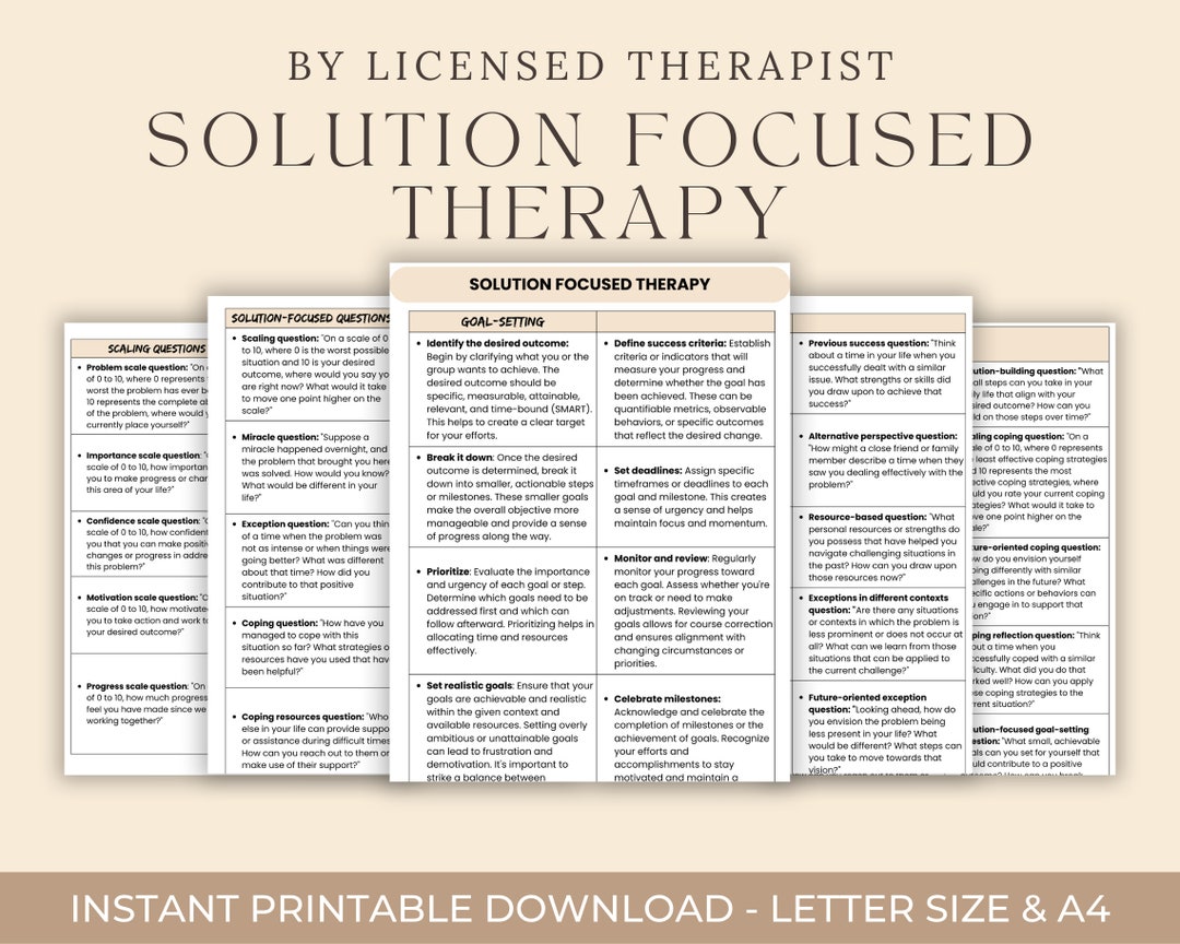 Solution Focused Therapy Questions Cheat Sheet | Sfbt Worksheets ...